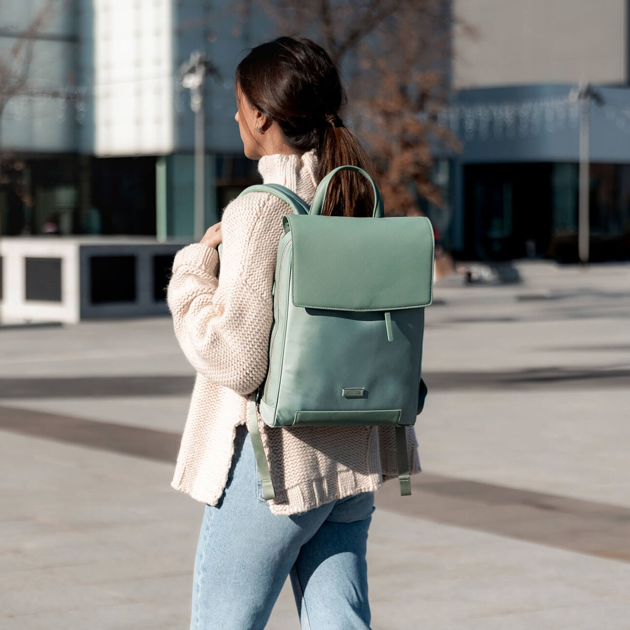 Zalia 3.0 Backpack with flap 14.1" Green | Samsonite UK