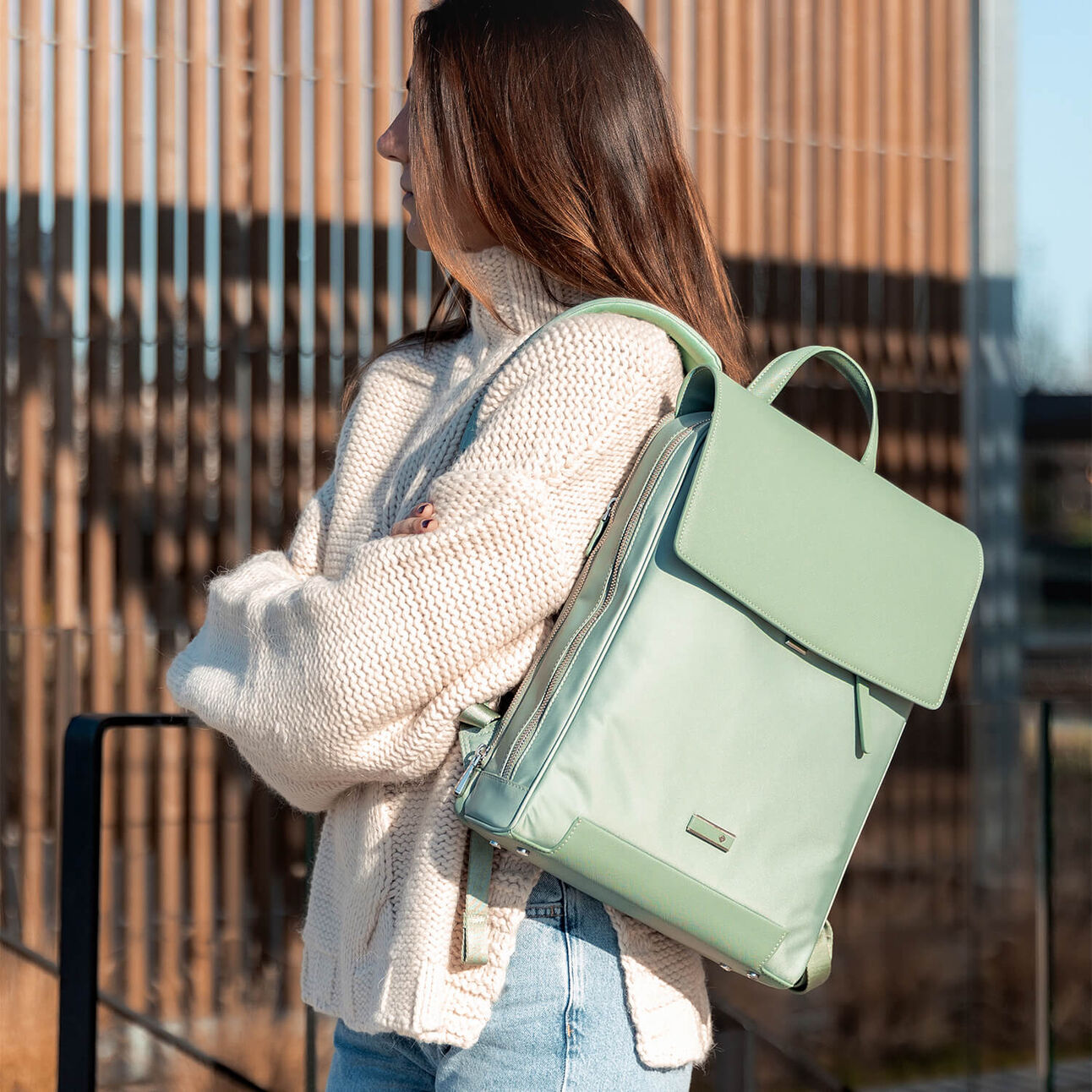 Zalia 3.0 Backpack with flap 14.1" Mineral Green | Samsonite UK